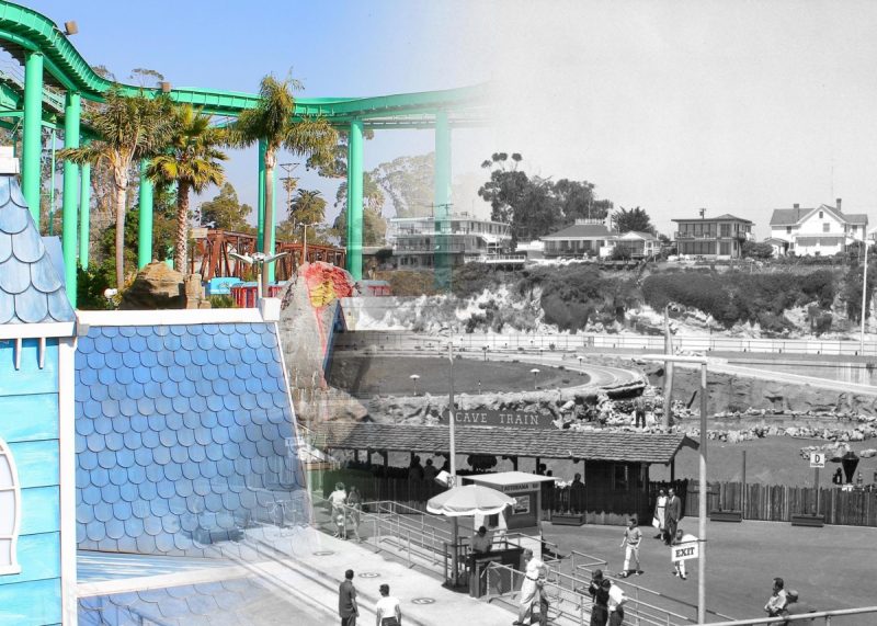 Cave Train Then and Now, 1961 - Santa Cruz Beach Boardwalk Amusement Park